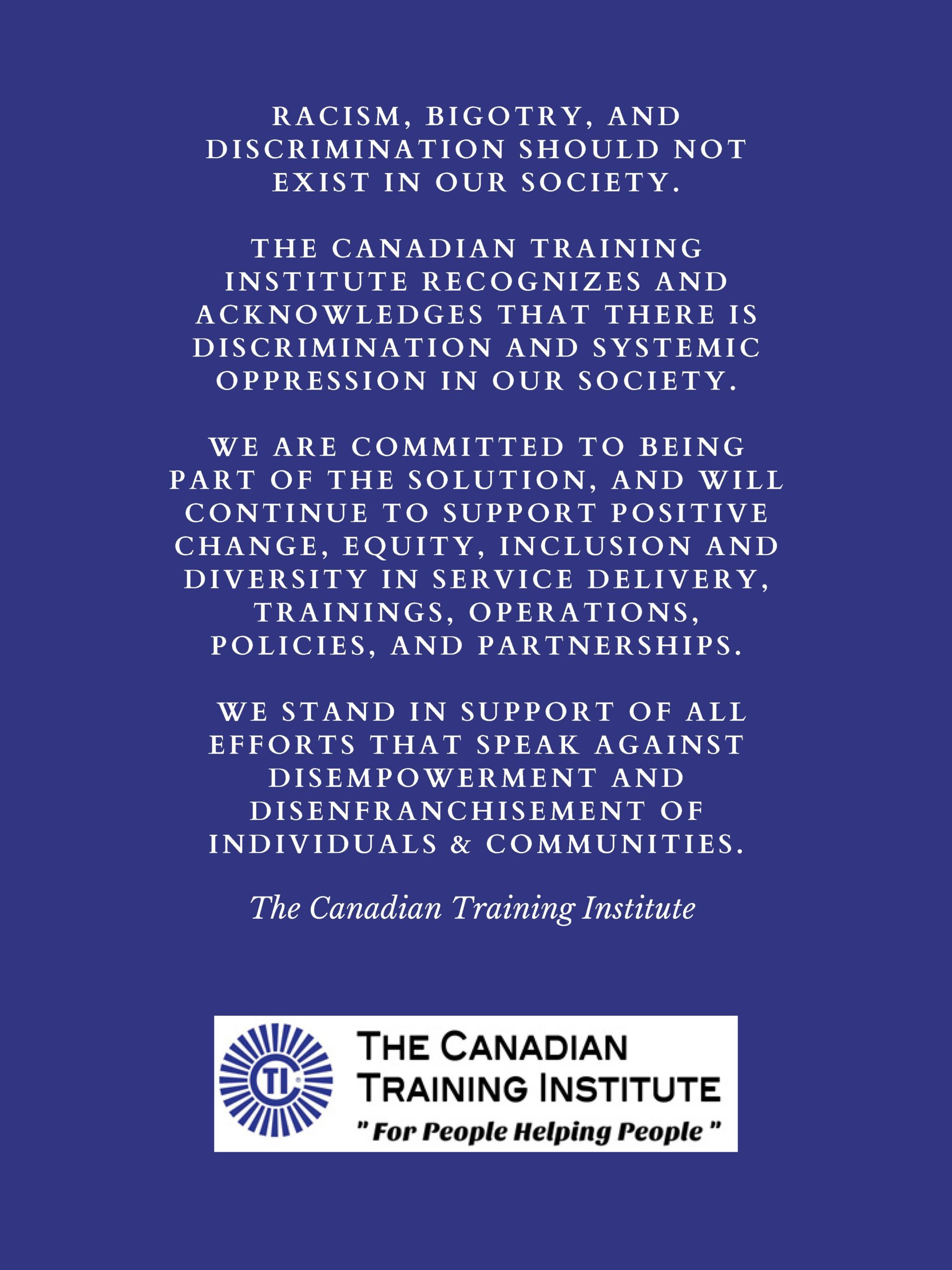 Inclusivity Statement - Canadian Training Institute